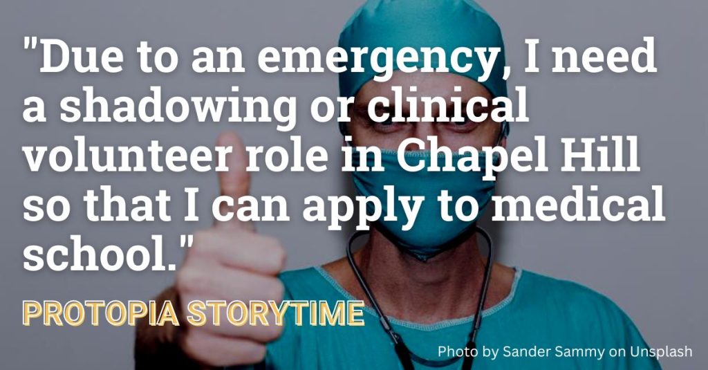 Storytime - Pitt student looking for emergency shadowing opportunity