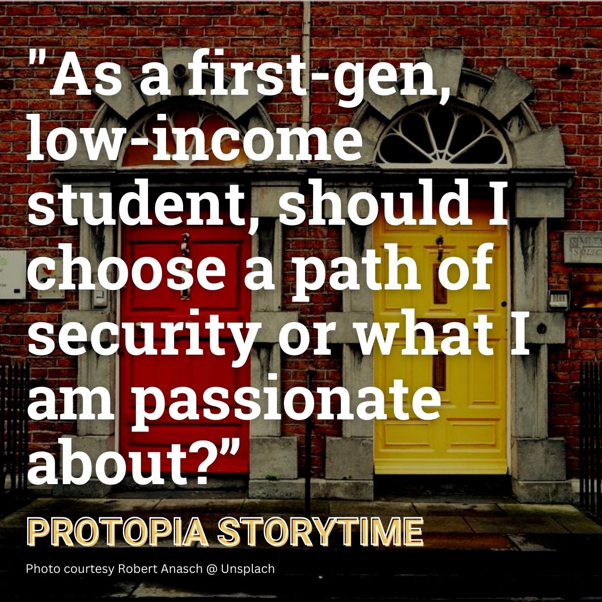 Storytime - Northwestern First-Gen Low-Income student looking for career guidance